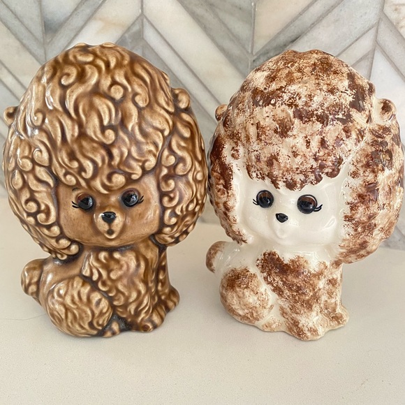 Accents | Vintage Ceramic Poodle Figurines Big Eyes Brown White Mcm ...